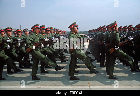 Peoples Liberation Army officers drilling at Shijiazhuang Military ...