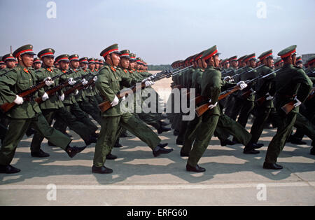 Peoples Liberation Army officers drilling at Shijiazhuang Military ...