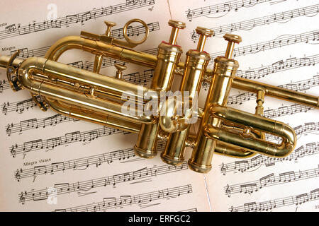 Fanfare or ceremonial trumpet. Also known as Aida trumpet Stock Photo ...
