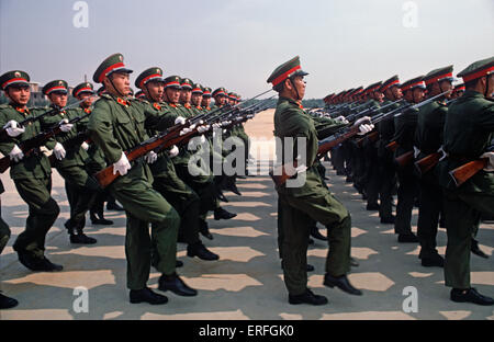 Peoples Liberation Army officers drilling at Shijiazhuang Military ...