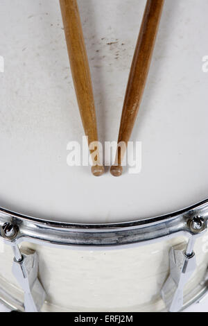 Deep Snare Drum with sticks. Marching. White background Stock Photo - Alamy