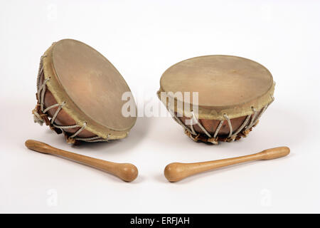 Pair of Nakers Earliest type of kettledrum from the far east. White ...