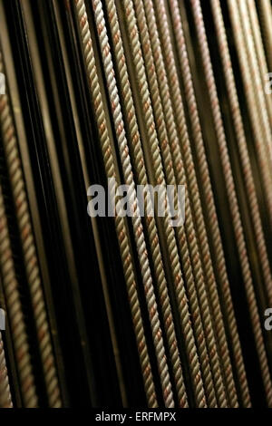 Fly gallery - ropes or roping at the side of a stage used to raise and ...