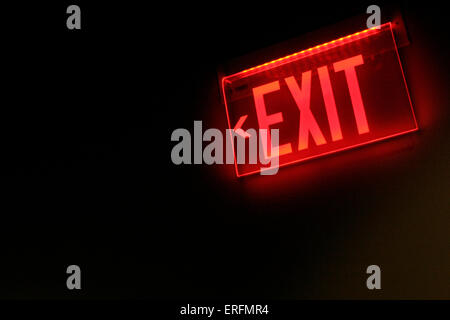 Exit sign in a theatre or concert hall Stock Photo - Alamy