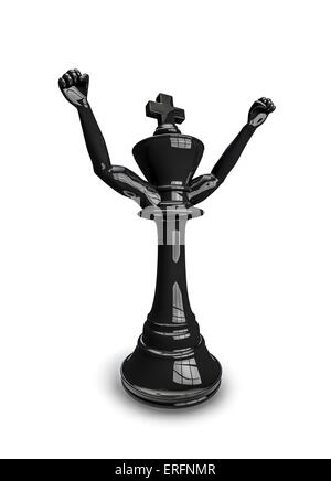 3D render of black chess king flexing biceps Stock Photo - Alamy
