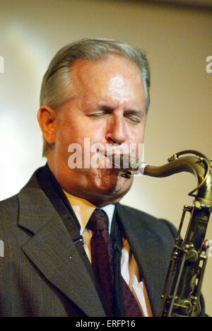 Scott Hamilton playing tenor saxophone at the Concorde Club in ...
