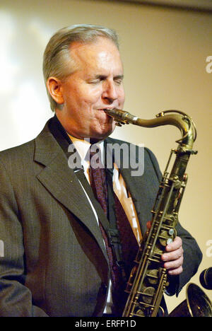 Scott Hamilton playing tenor saxophone at the Concorde Club in ...