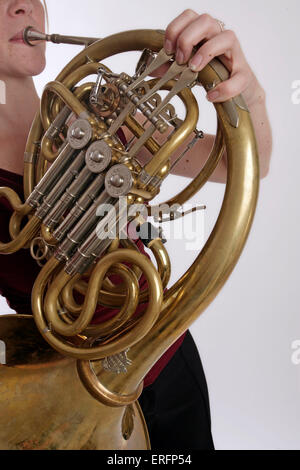 French Horn in playing position - generic Stock Photo - Alamy
