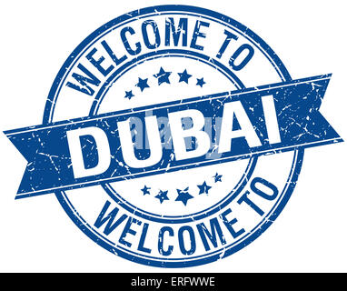 welcome to Dubai blue round vintage stamp Stock Photo - Alamy