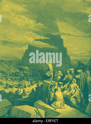 The Confusion of Tongues, (Tower of Babel). The people, distraught in ...