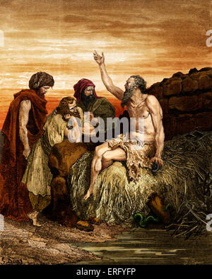 Job and His Friends, by Gustave Doré, 1832 - 1883, French. Engraving ...