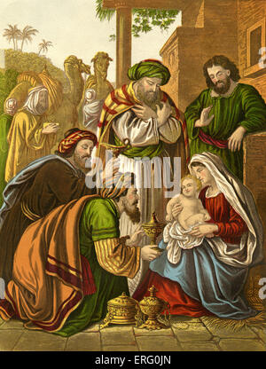 The Magi (Three Kings) visit the baby Jesus (Caxton Stock Photo - Alamy