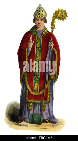English priest - costume from 15th century. Wearing purple habit, red ...
