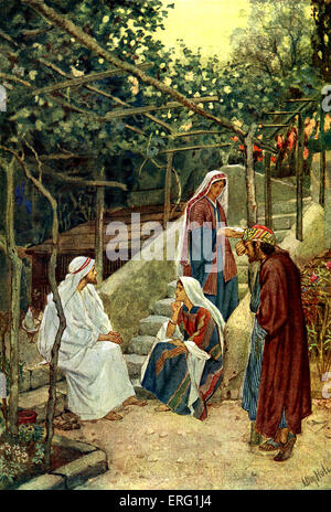 Jesus in the home of Martha and Mary, scene of the New Testament ...