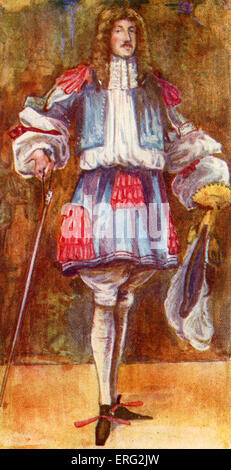 Man 's costume in reign of the Charles II (1660 -1685). Wearing an long ...