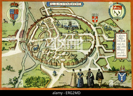 'Plan of Canterbury in the Sixteenth Century', (1943). Map of the ...
