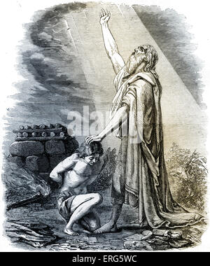 The sacrifice of Isaac by his father Abraham. Old Testament, Old 19th ...