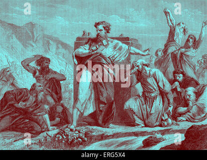 Moses destroying the golden calf when he comes down from Mount Sinai ...