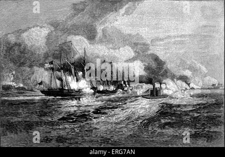 AMERICAN CIVIL WAR. Mobile Bay, Alabama, antique print 1864 Stock Photo ...