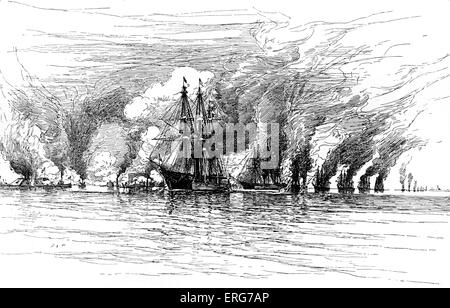 The Battle of Mobile Bay, 5 August, 1864, from a wartime sketch ...