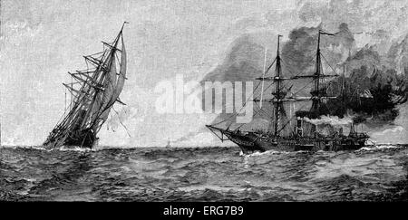 The Battle of Cherbourg in 1864. CSS Alabama had captured or destroyed ...