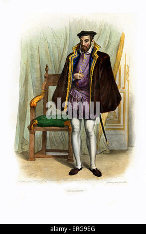 Engraving of Gaspard de Coligny, Seigneur de Châtillon (1519 - 1572) a ...