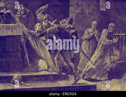 The murder of Thomas Becket in 1170 by the four knights, Reginald ...