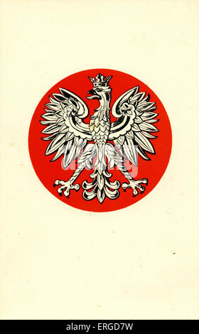 Polish coat of arms. A white eagle (Orzeł Biały) on a red shield ...