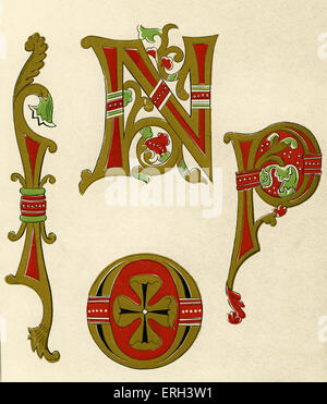 Medieval Illuminated Letters from a 12th Century Bible Stock Photo - Alamy