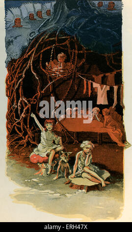 Illustration, Wendy sewing on Peter Pan's shadow Stock Photo - Alamy