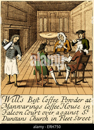 Advertisement for London Coffee House - c. 1700. Men wearing wigs ...