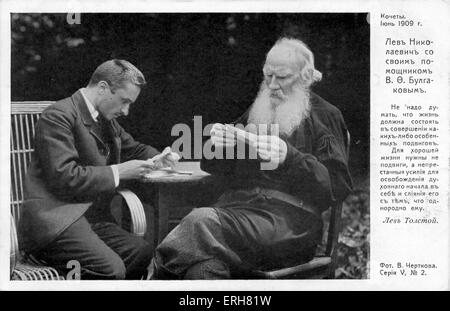 Leo Tolstoy and Valentin Bulgakov sorting post. Tolstoy (right ...