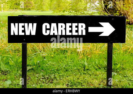 NEW CAREER written on Directional wooden sign with arrow pointing to ...