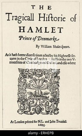 HAMLET Title page of the First Quarto published in 1603 - the so-called ...