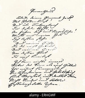 Johann Wolfgang von Goethe 's handwritten manuscript of Turmerlied in ...