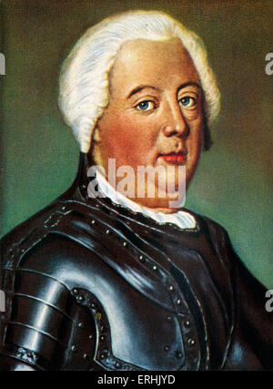 FREDERICK WILLIAM I OF PRUSSIA (1688-1740) inspecting his infantry ...