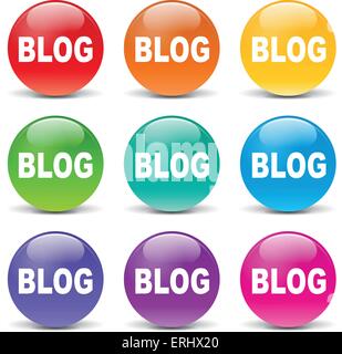 Blogging colorful vector illustration - round symbol made with word ...