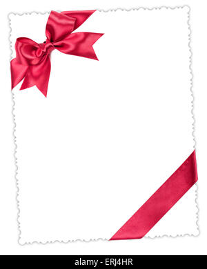 blank paper sheet with red bow and ribbon Stock Photo - Alamy