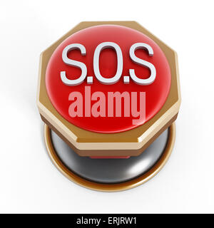 Push button with SOS text isolated on white background Stock Photo - Alamy