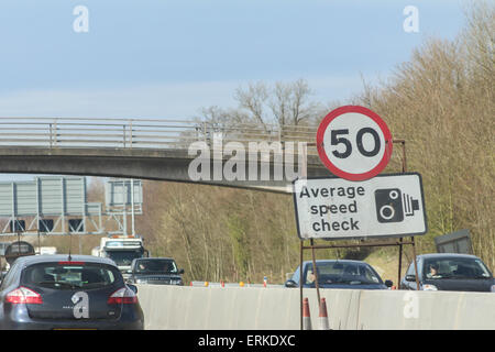 Average speed check sign 50 mph Stock Photo - Alamy
