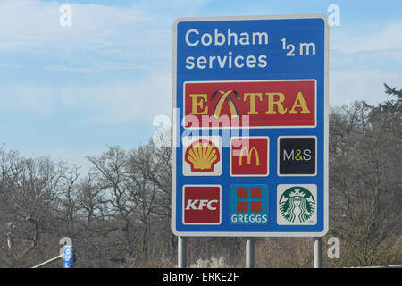 Cobham services M25 motorway sign Stock Photo - Alamy