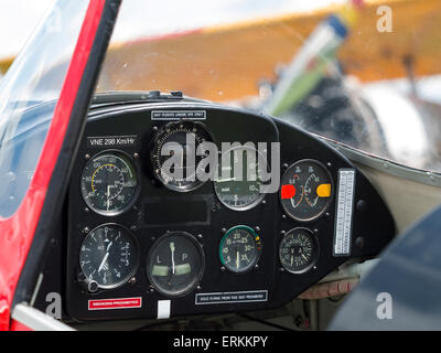 the cockpit of a Zlin aerobatic aircraft,at Aerexpo 2015 aviation event ...
