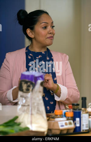 Shelina Permalloo, UK Masterchef winner 2012, giving a cooking ...