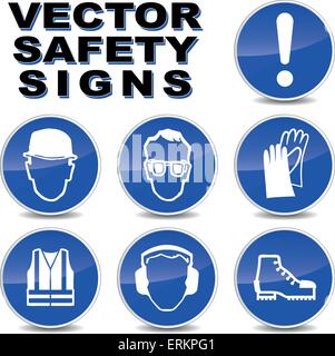 Industrial safety signs set on black background Stock Vector Image ...