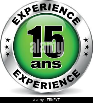 Vector illustration of fifteen years experience icon on white ...