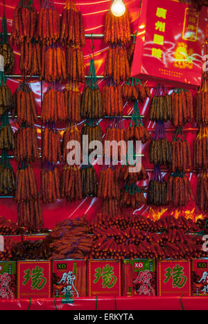 dried preserved foodstuff for sale at Chinese market stall, Malaysia ...