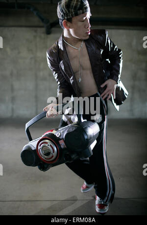 Chinese dancer dances inside garage, San Diego, California Stock Photo ...