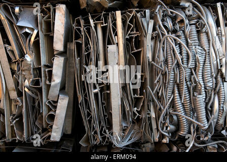 Crushed metal at recycling facility, Maine Stock Photo - Alamy