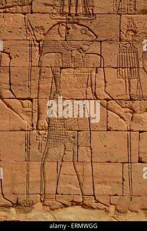 Relief of the lion deity Apedemak at the lion temple, Naga, Nubia, Nahr ...