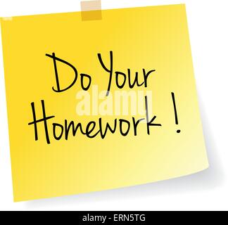 Do Your Homework Yellow Stick Note Paper Vector Isolated Stock Vector ...